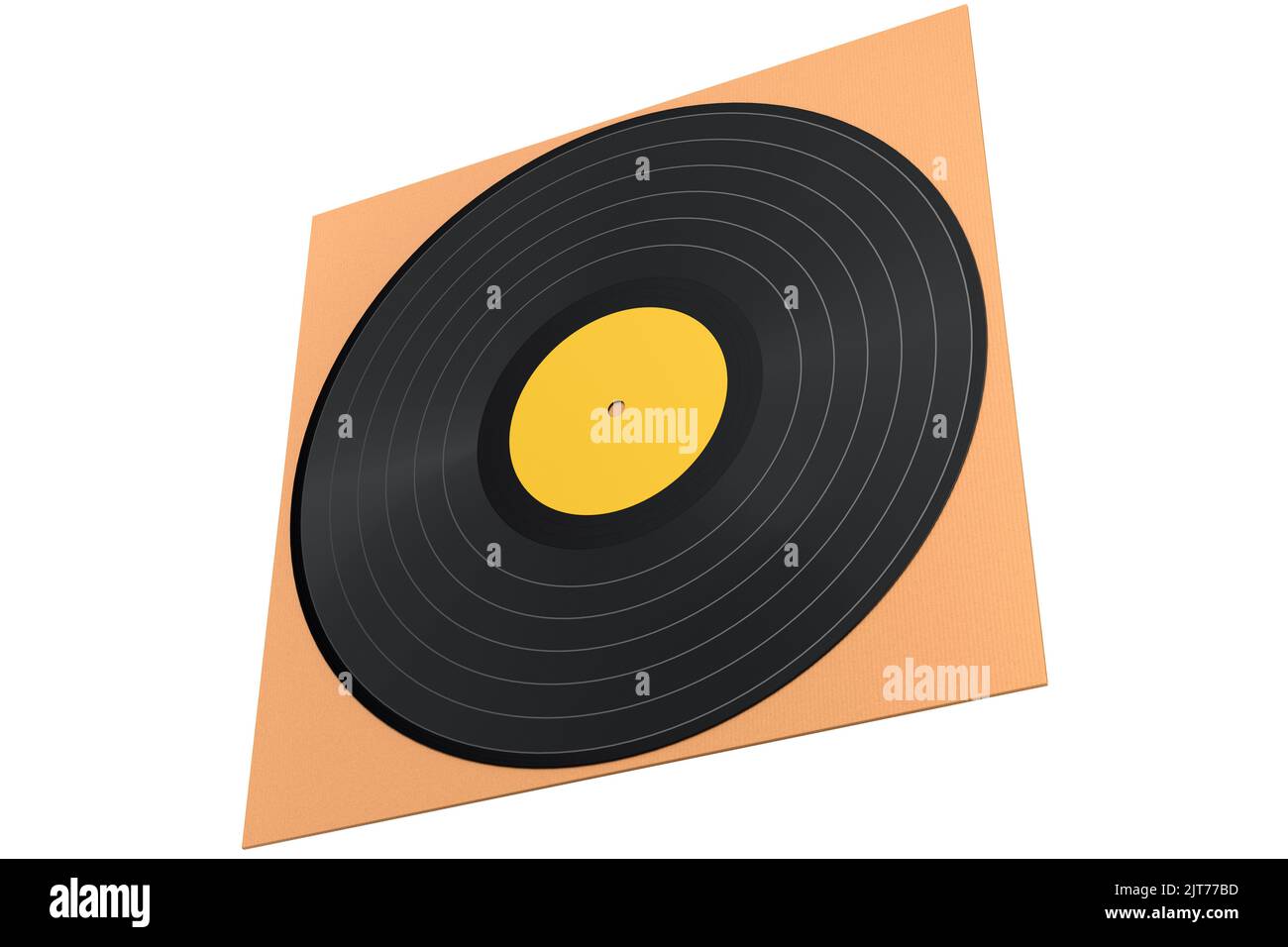 Black vinyl LP record with cover isolated on white background. 3d ...