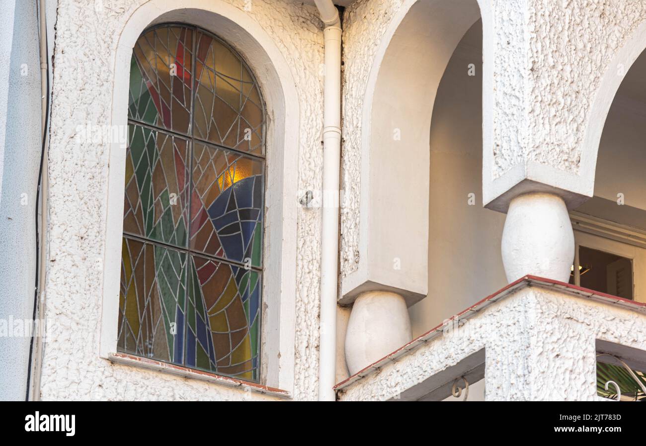 Abstract urban architecture. Big city architecture details. Old ...