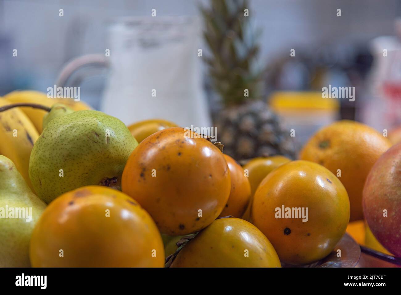 basket with tropical fruits from Brazil. Healthy eating. typical ...
