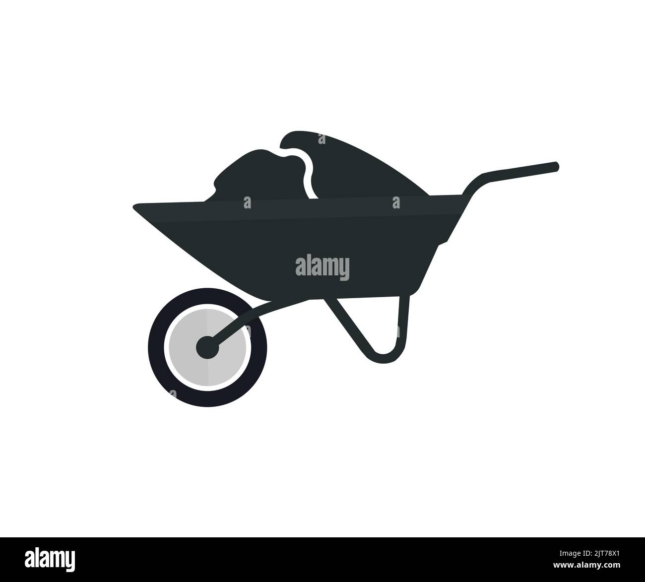 Wheelbarrow with soil and shovel logo design. Garden wheelbarrow full ...