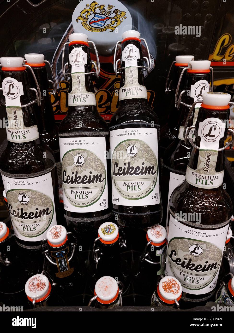 Leikeim Pils beer bottles in a supermarket Stock Photo - Alamy
