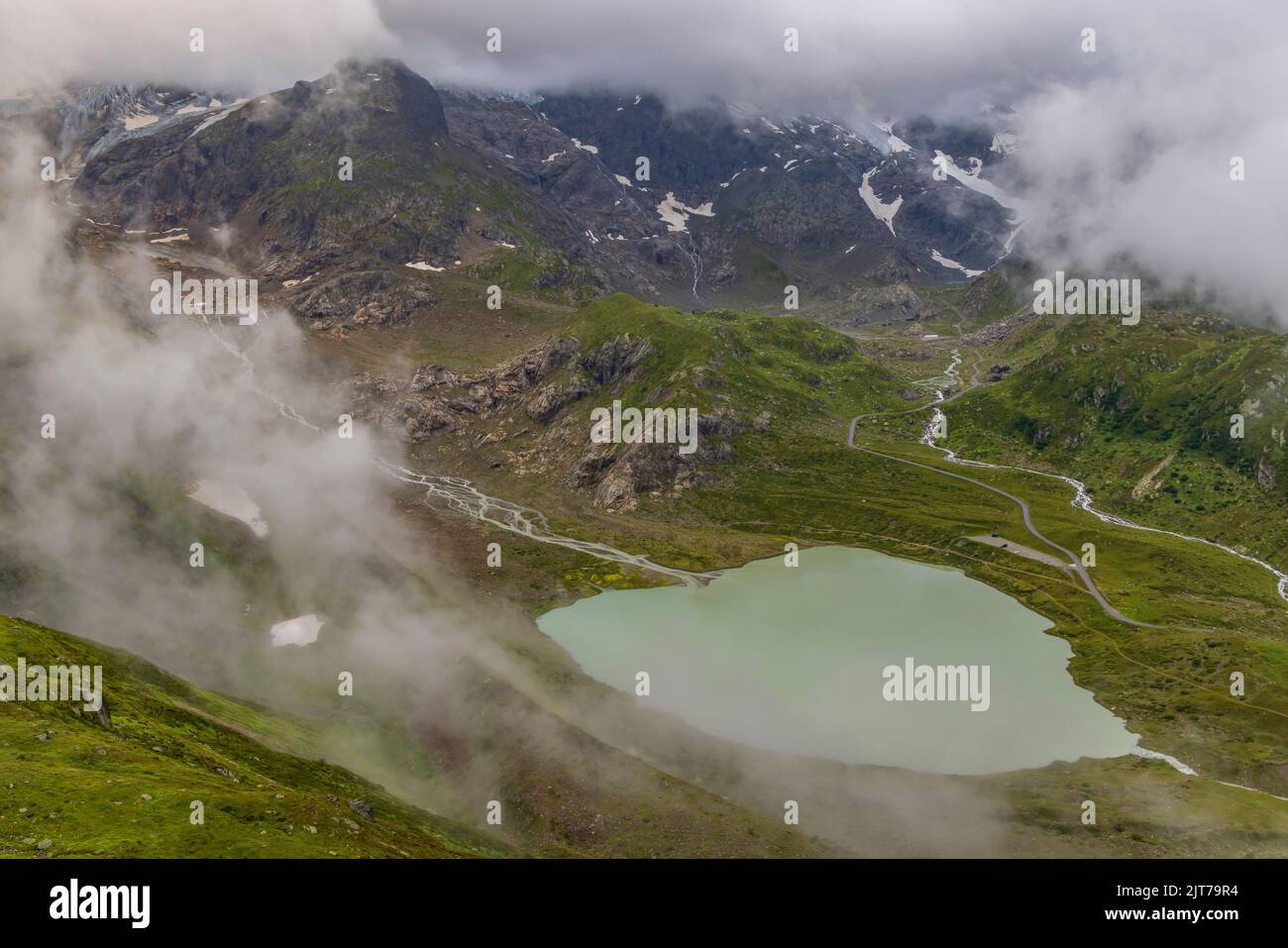 Typical alpine landscape of Swiss Alps with Steinsee, Urner Alps ...