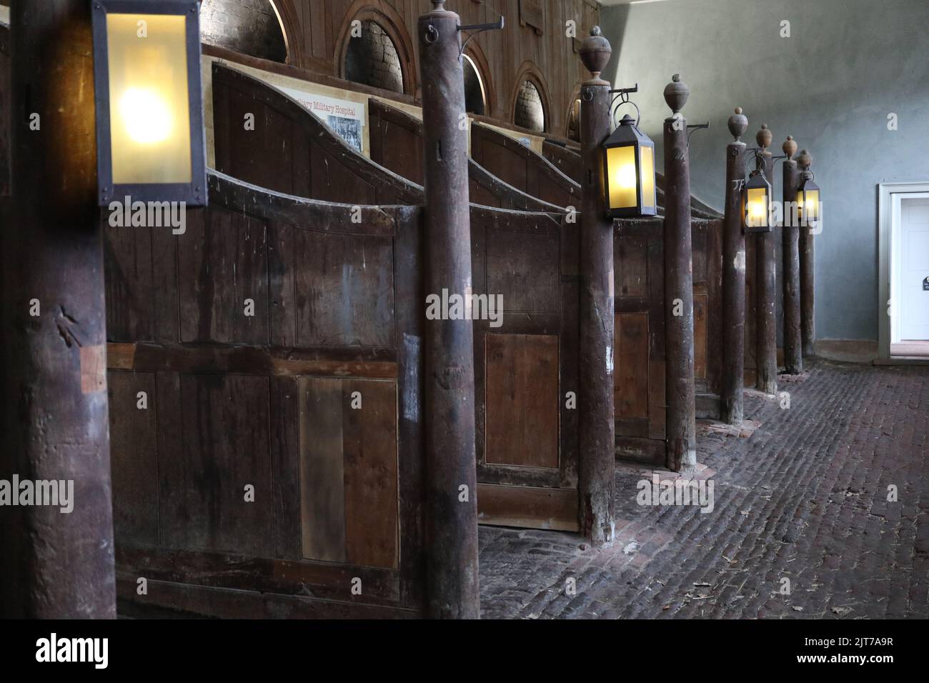 The Horse stable interior with wooden fences Stock Photo - Alamy