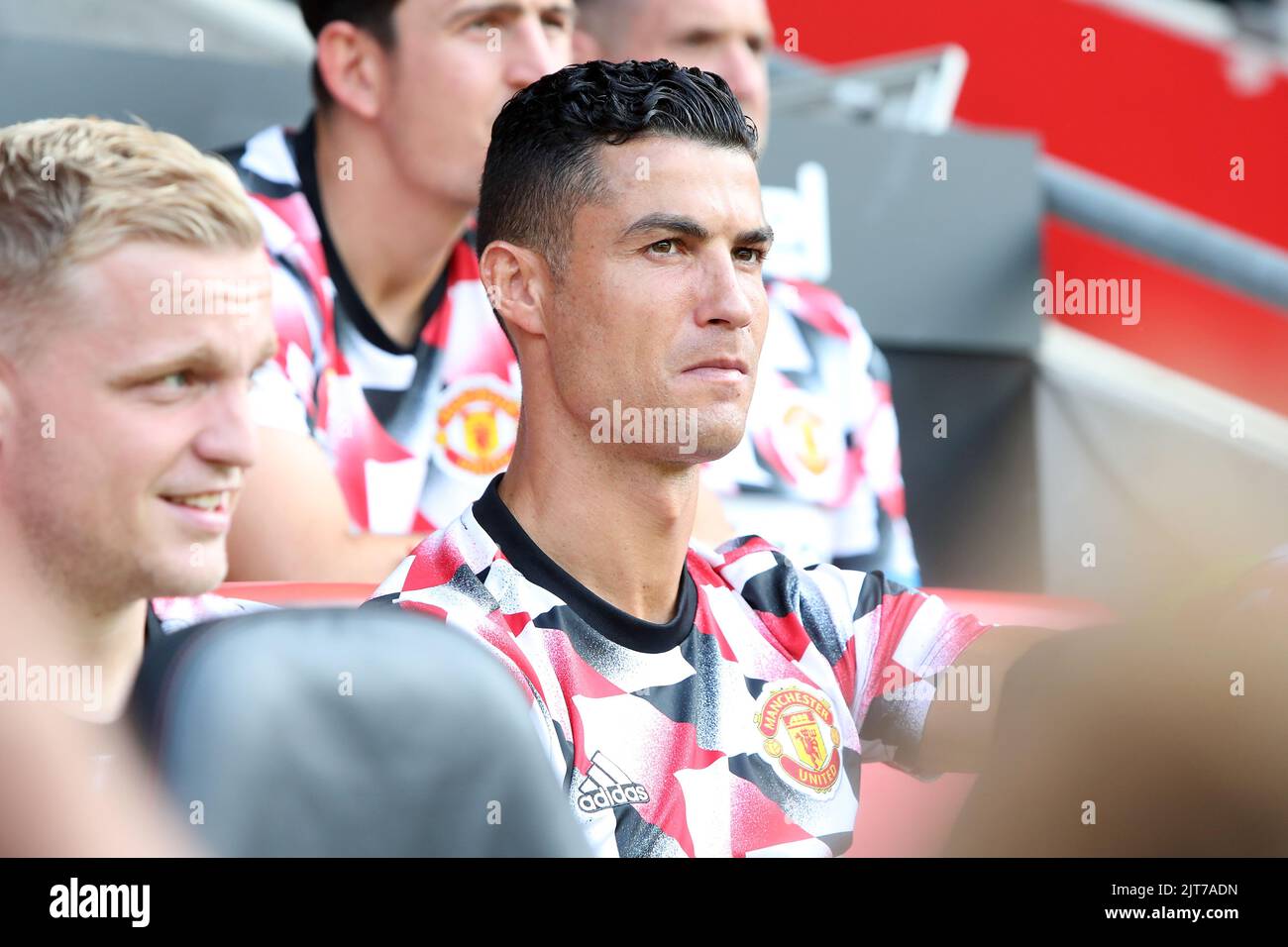 Manchester United's Cristiano Ronaldo on the bench before the Premier ...