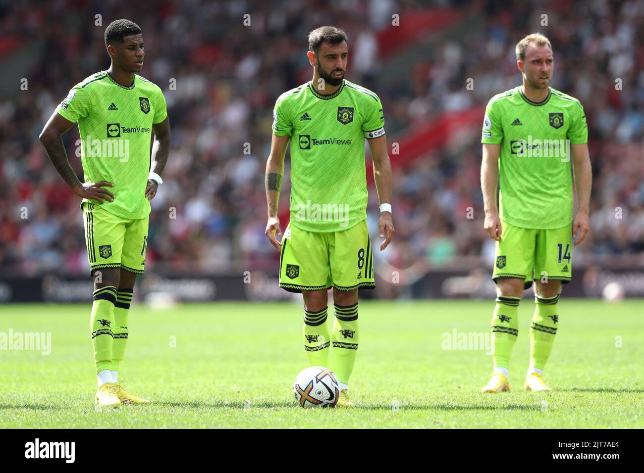 Manchester United's Marcus Rashford, Bruno Fernandes and Christian ...
