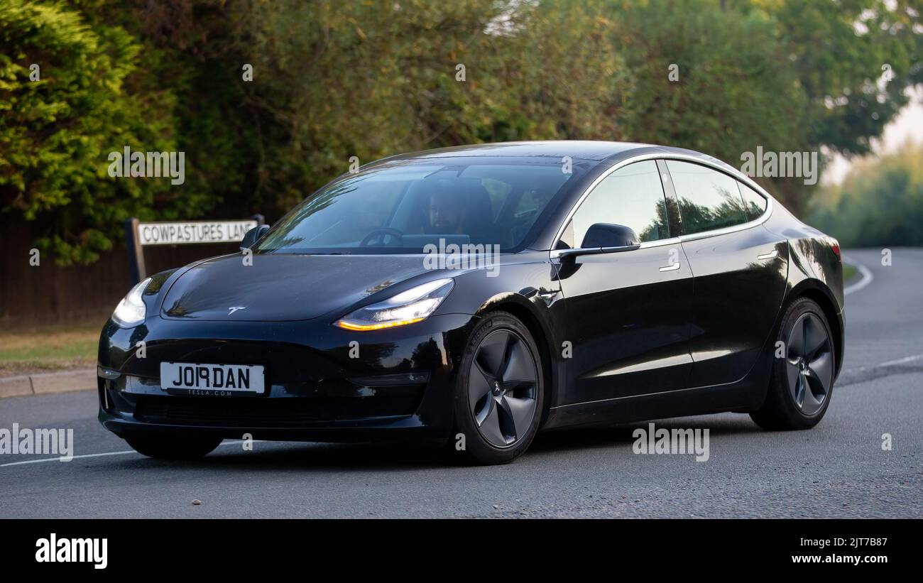 2020 black Tesla electric car Stock Photo - Alamy