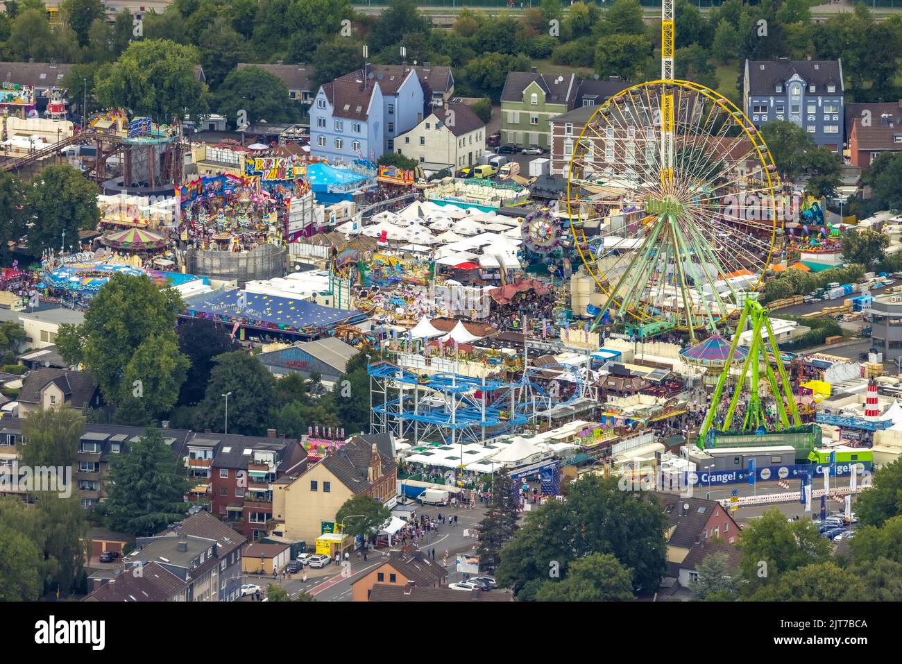 Aerial view, Cranger Kirmes in Herne-Crange, more than 50 rides invite ...