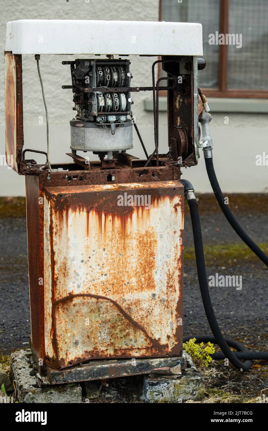Close-up of old fuel dispenser at gas station, Abandoned and rusty gas ...