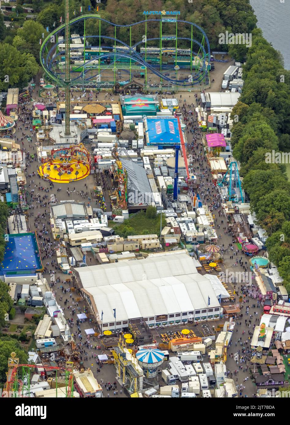 Aerial view, Cranger Kirmes in Herne-Crange, more than 50 rides invite ...