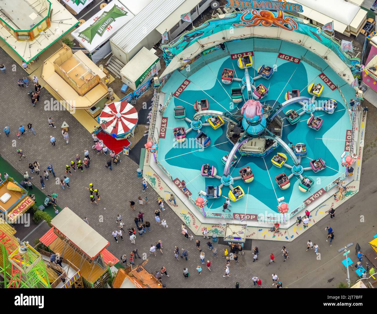 Aerial view, Cranger Kirmes in Herne-Crange, more than 50 rides invite ...