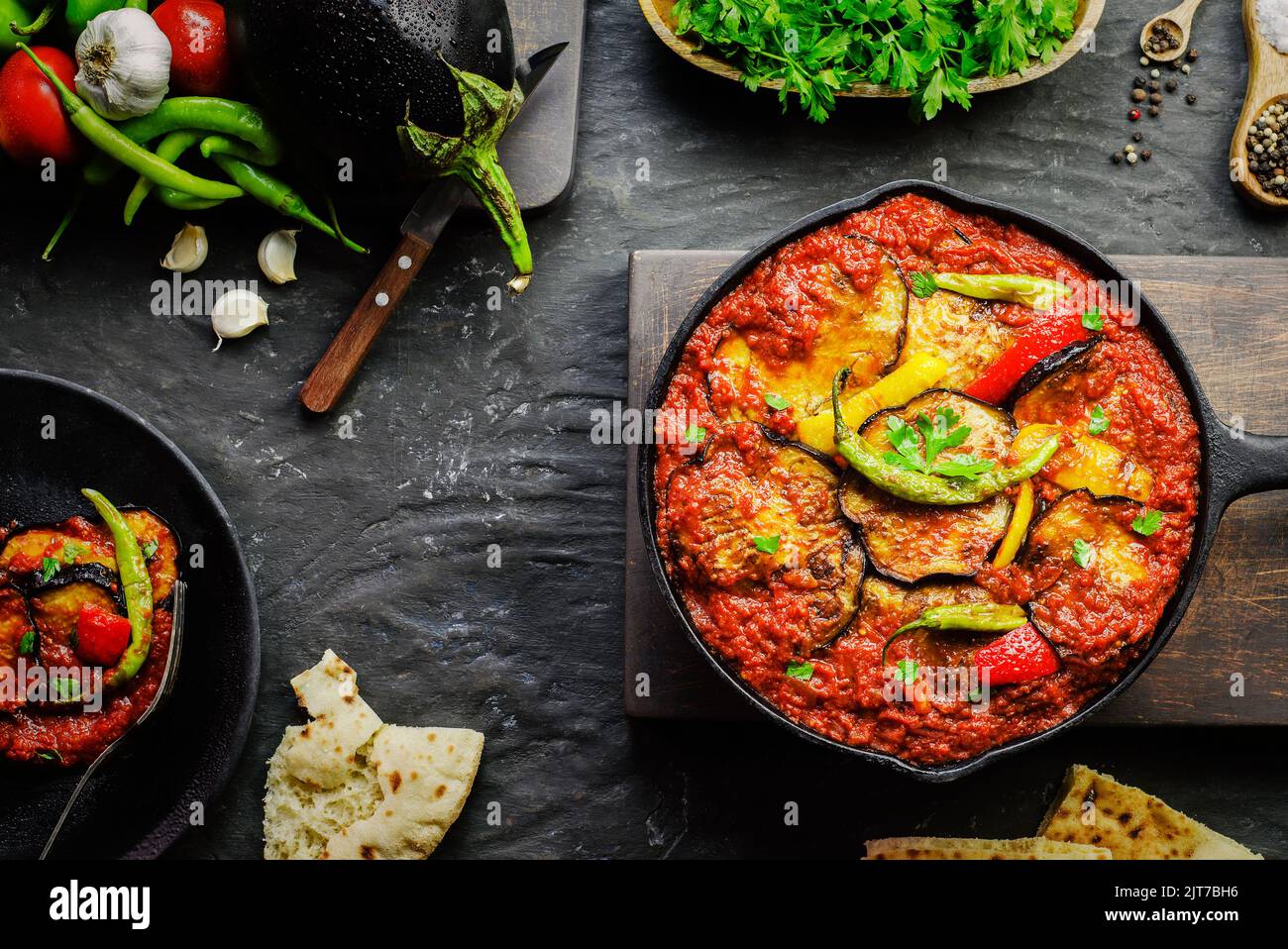 Arabic cuisine; Egyptian traditional food Moussaka. It contains fried ...