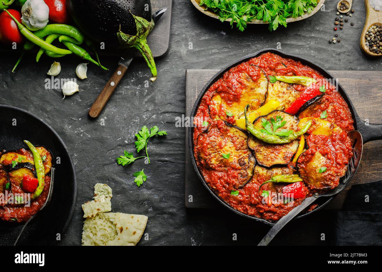 Arabic cuisine; Egyptian traditional food Moussaka. It contains fried ...