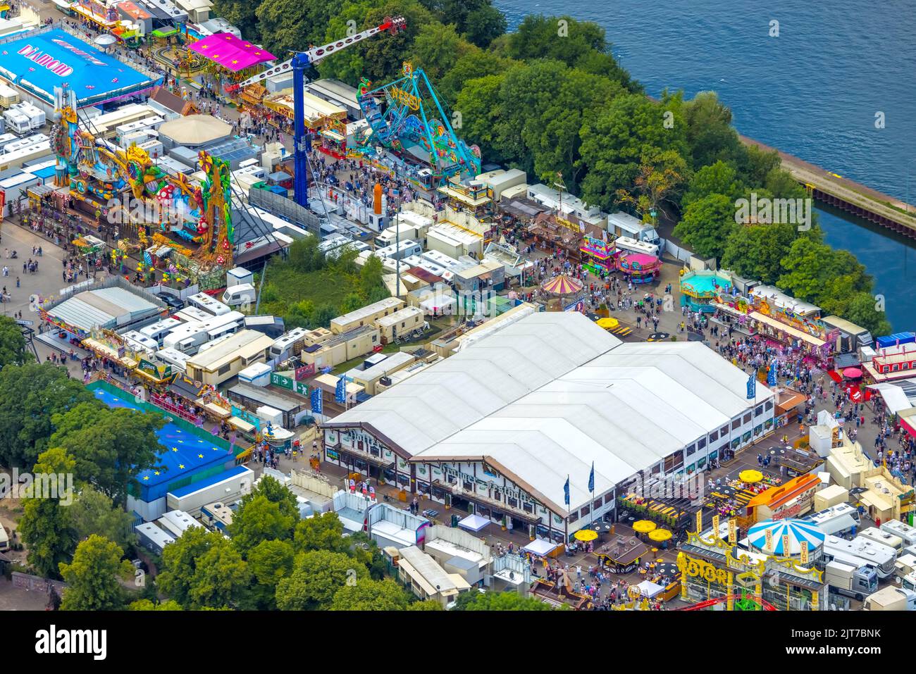 Aerial view, Cranger Kirmes in Herne-Crange, more than 50 rides invite ...