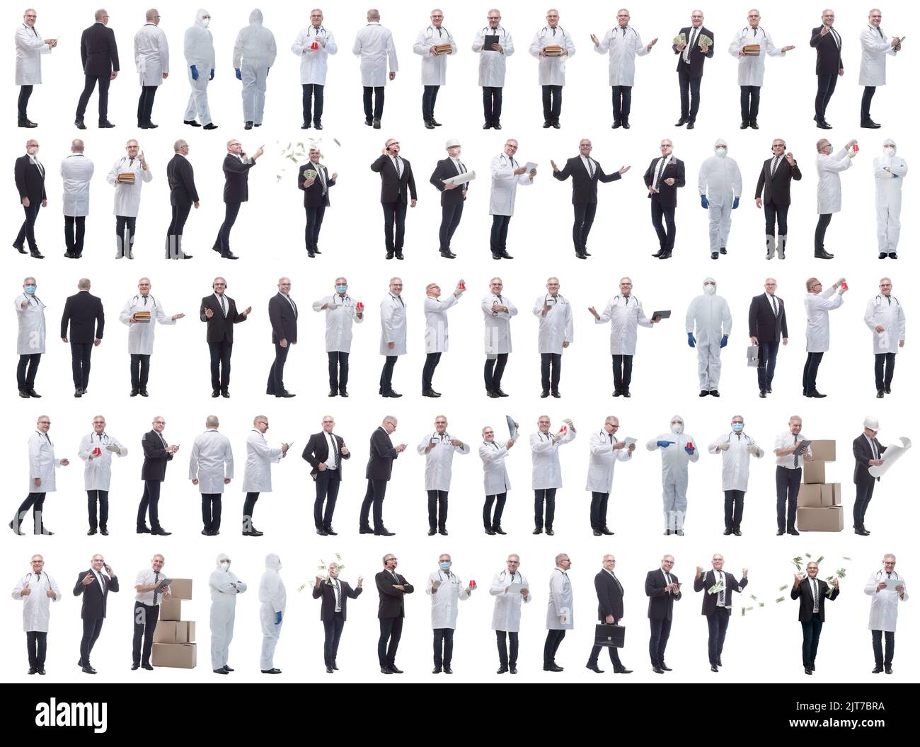collage of a man in full growth displaying many professions and ...