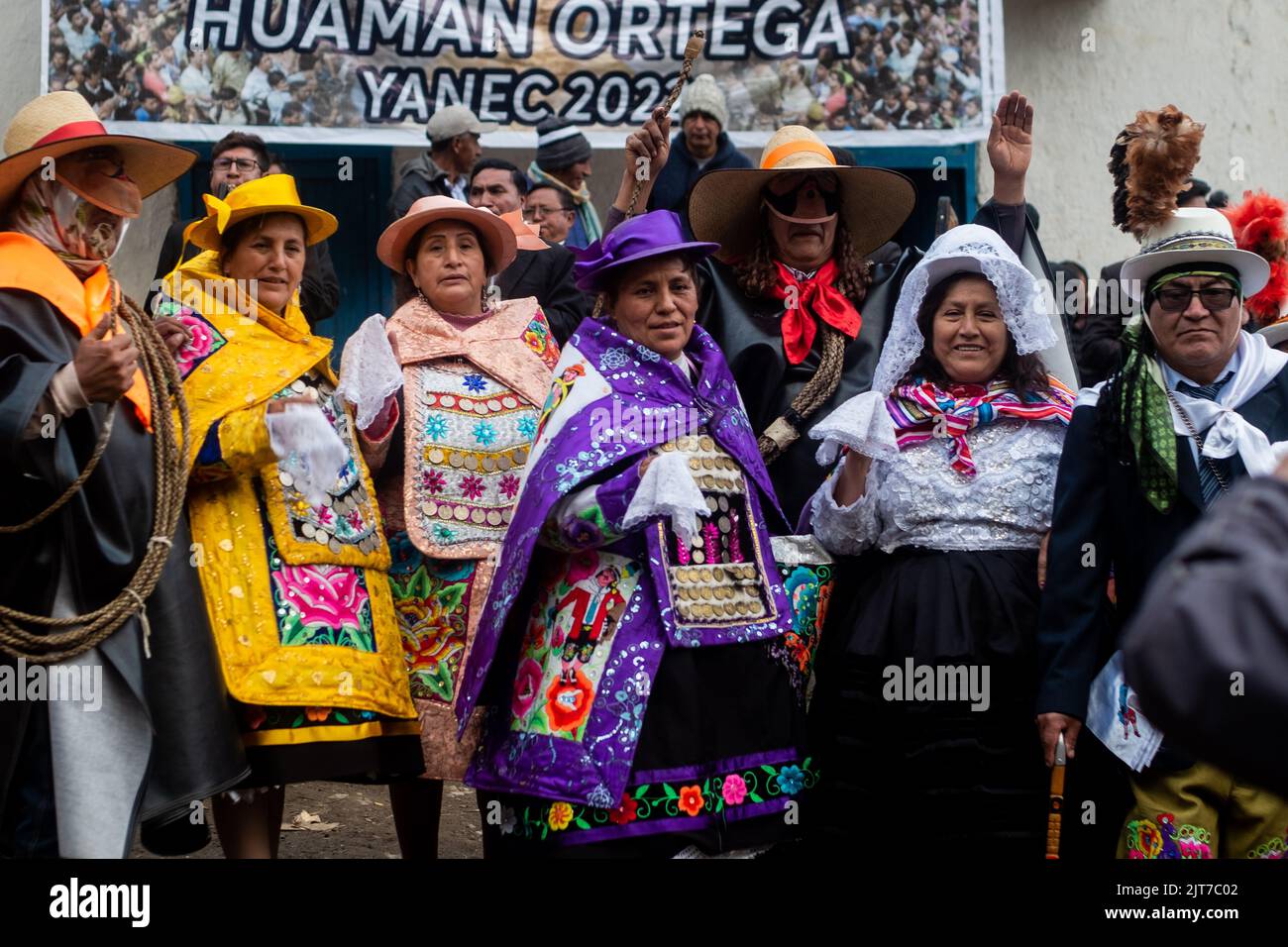 Peruvian women, dressed in typical costumes from the "La Tunantada ...