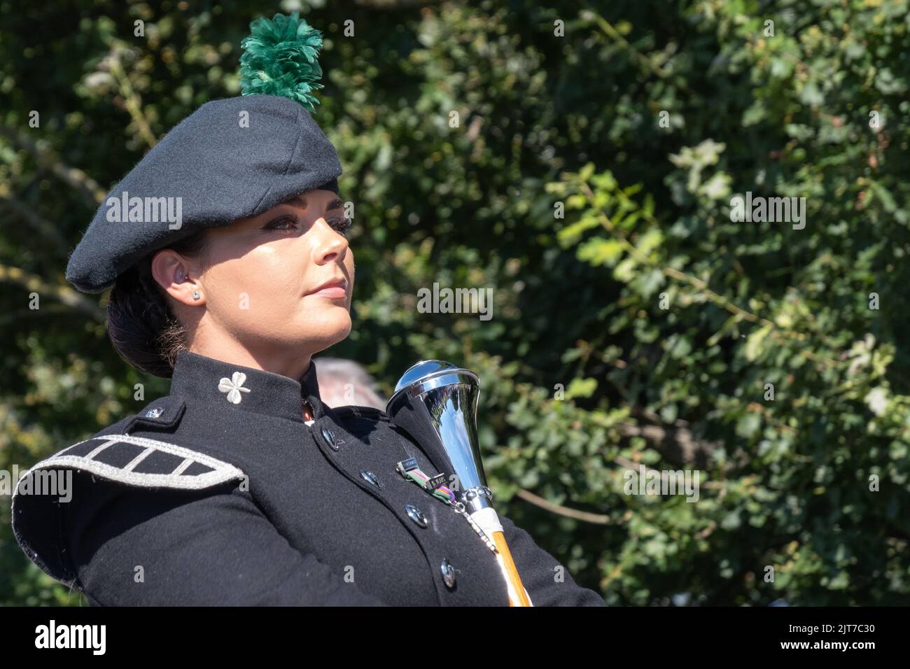 Ballyclare, United Kingdom. 27 Aug, 2022. Lisburn Young Defenders flute ...