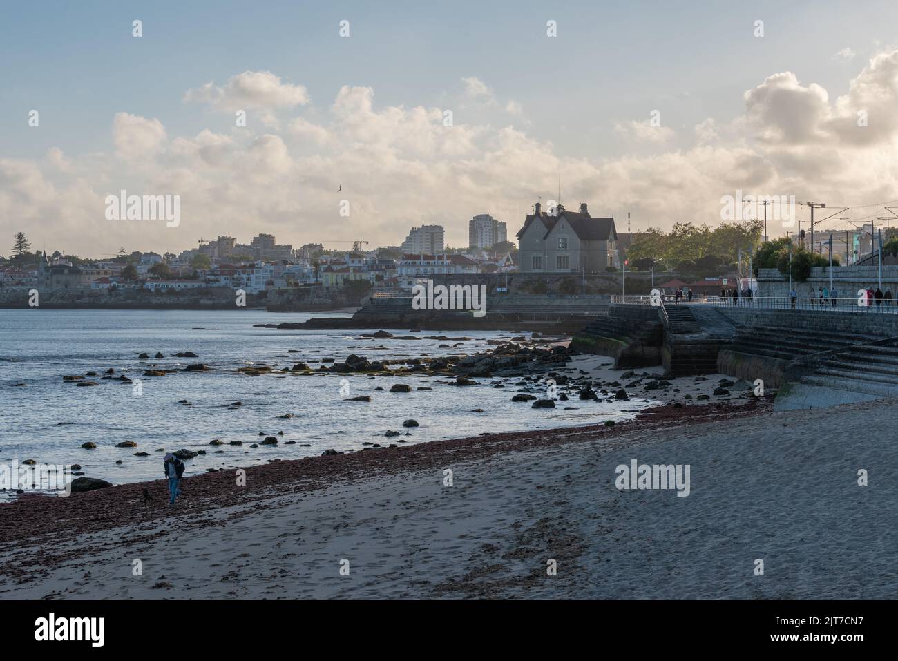 Sunset landscape in the riverside area of Cascais, Portugal Stock Photo ...