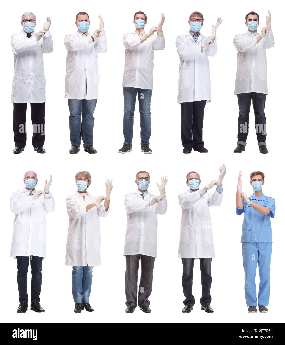 group of doctors in mask isolated on white Stock Photo - Alamy