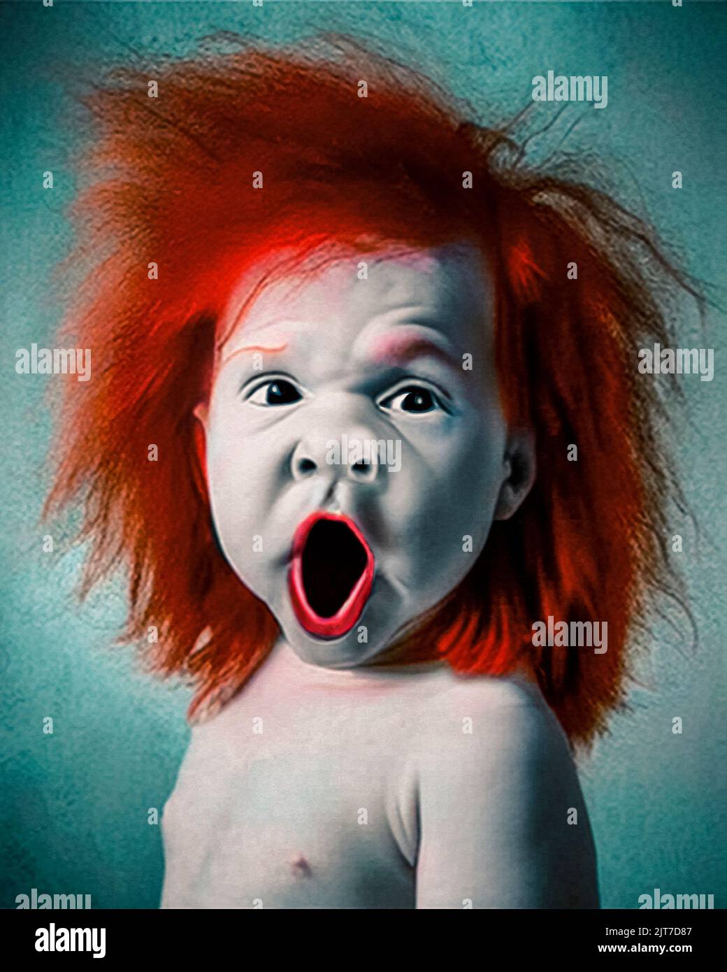 3d digital art photo manipulation technique red hair funny surprised ...
