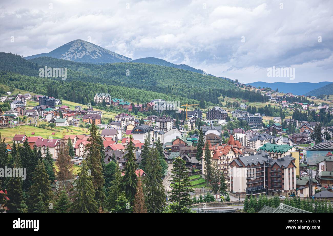 Aerial view summer bukovel resort hi-res stock photography and images ...