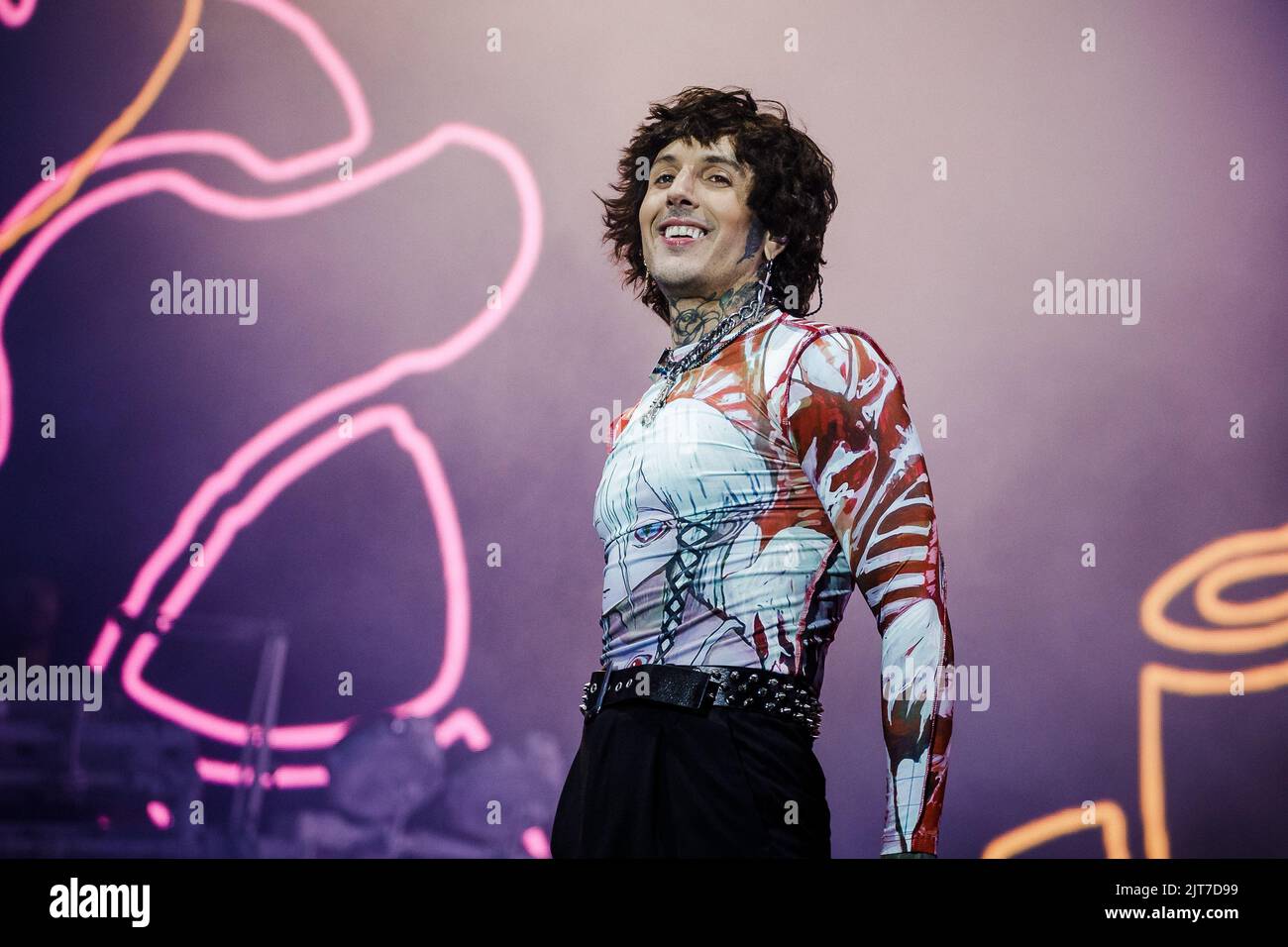 Leeds, UK. 28th Aug, 2022. Bring Me The Horizon perform live on stage ...