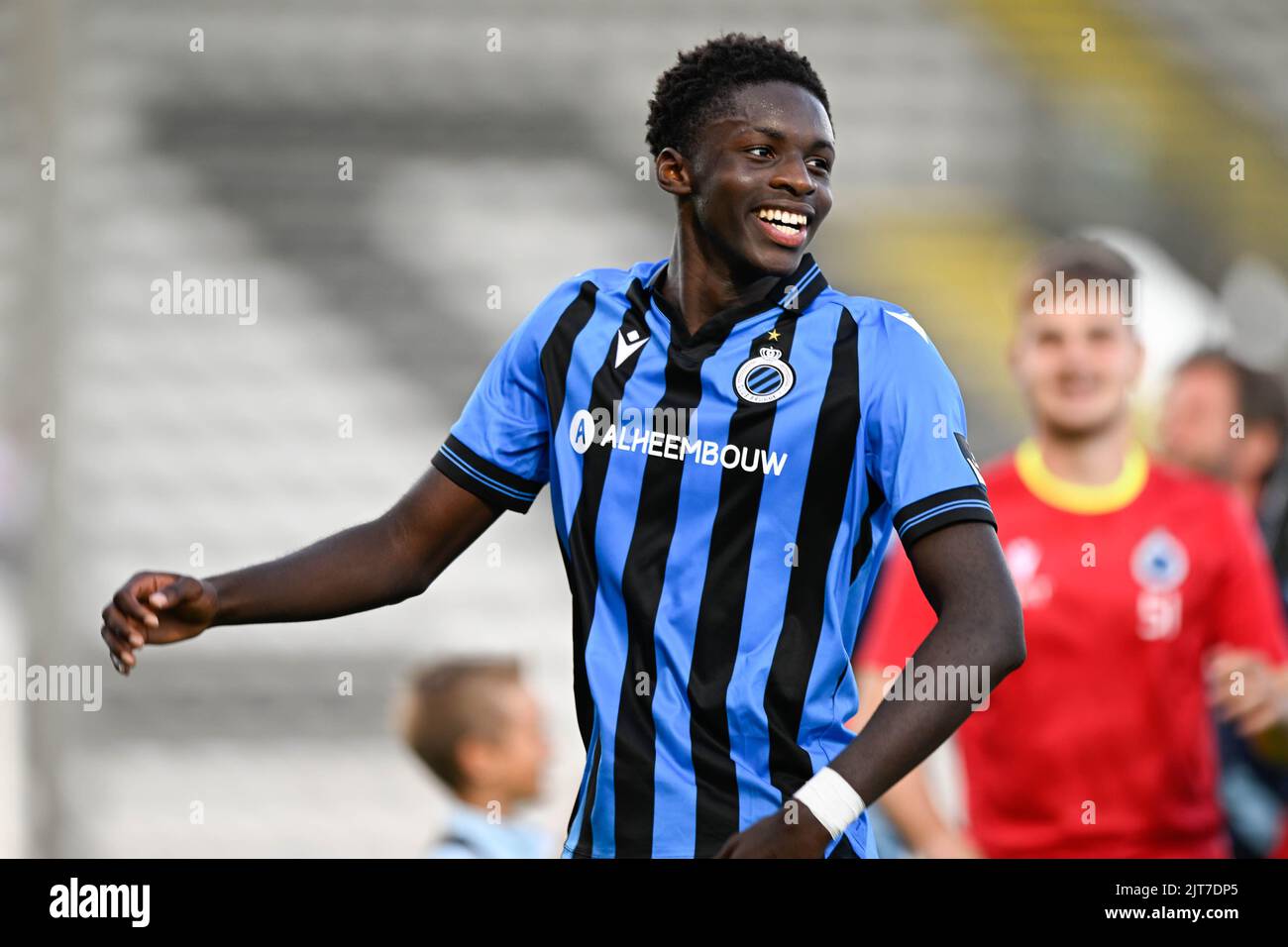 Roeselare, Belgium. 28th Aug, 2022. Club NXT's Noah Mbamba celebrates ...