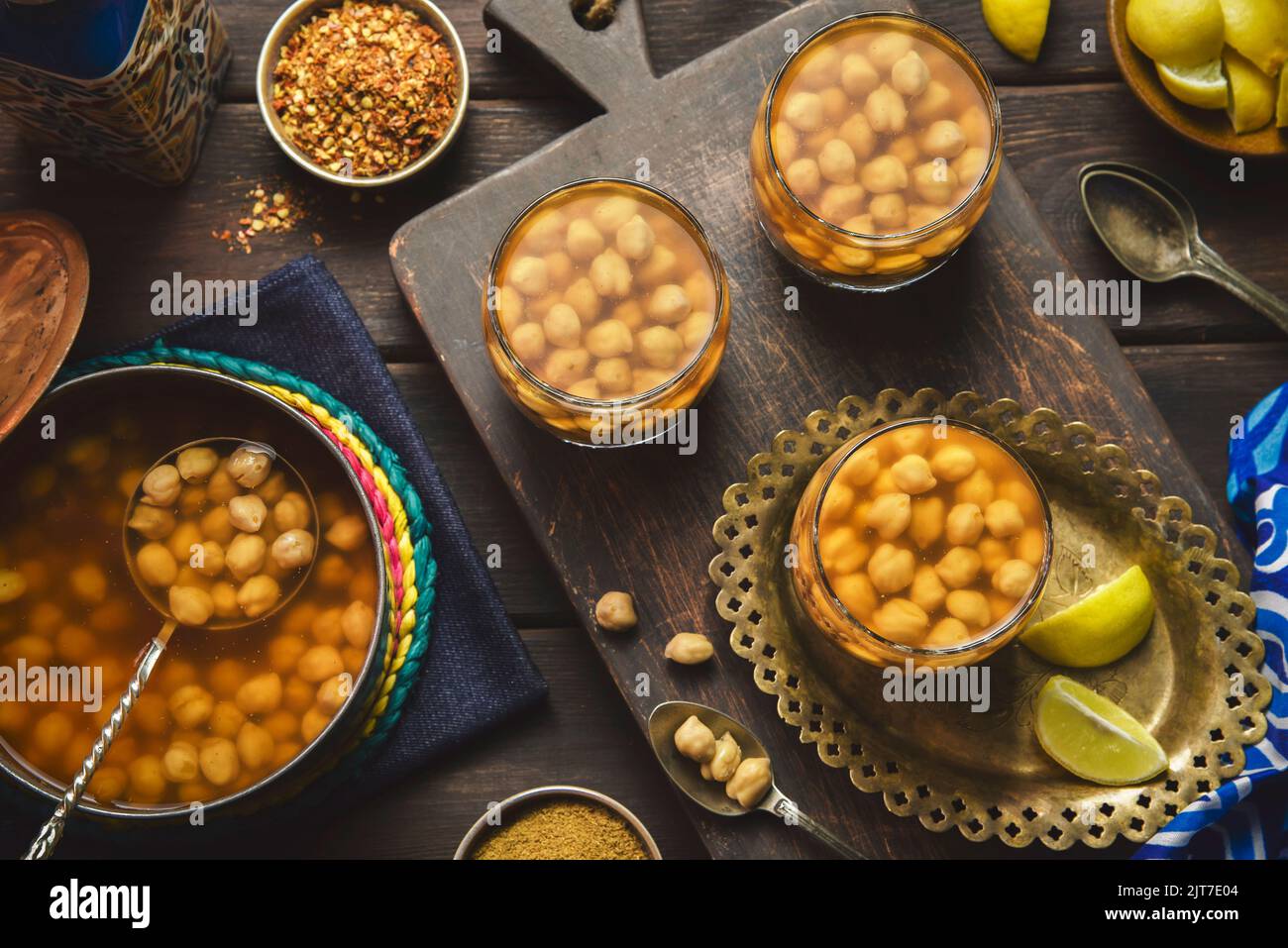 Arabic Cuisine; Egyptian traditional chickpeas drink "Hummus Sham" or ...