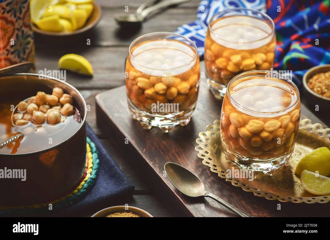 Arabic Cuisine; Egyptian traditional chickpeas drink "Hummus Sham" or ...