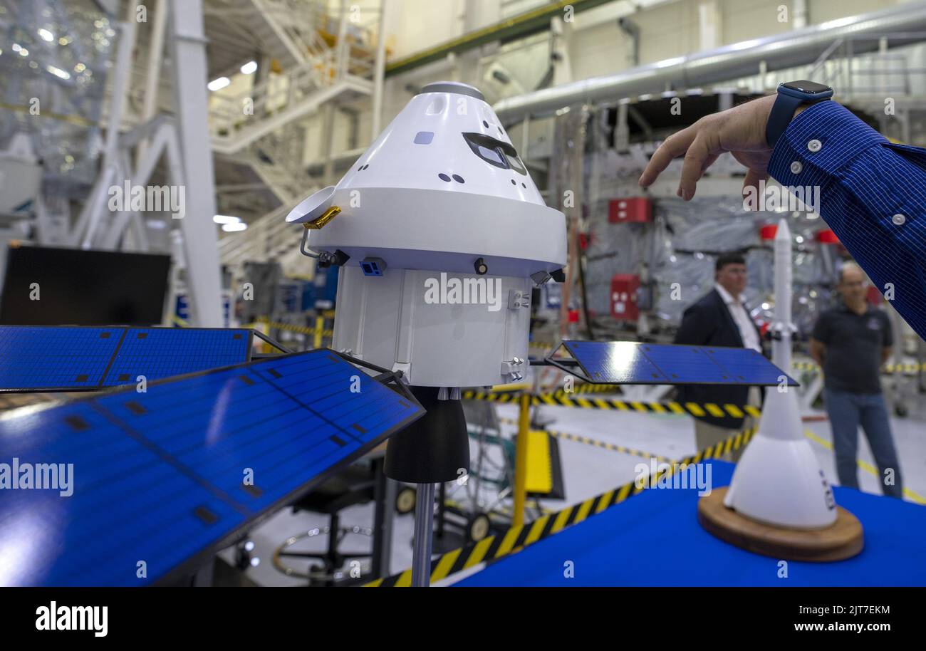 Kennedy Space Center, USA. 28th Aug, 2022. Models of the Orion crew ...