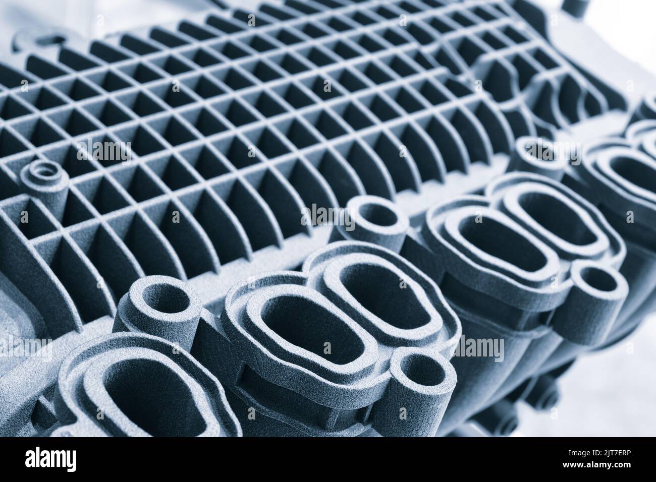 Open block cylinder petrol engine. Close-up, industrial metalworking ...