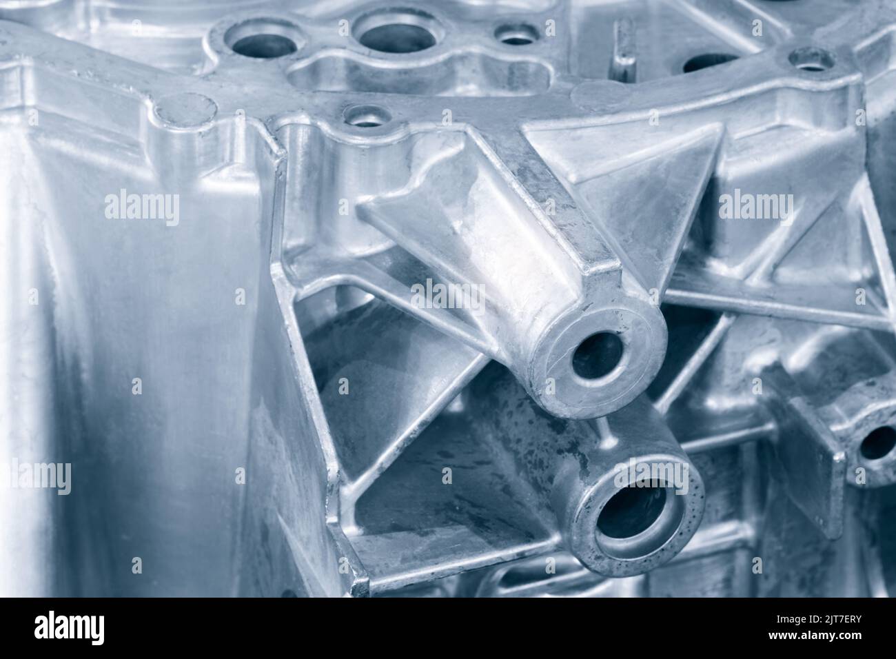 Open block cylinder petrol engine. Close-up, industrial metalworking ...