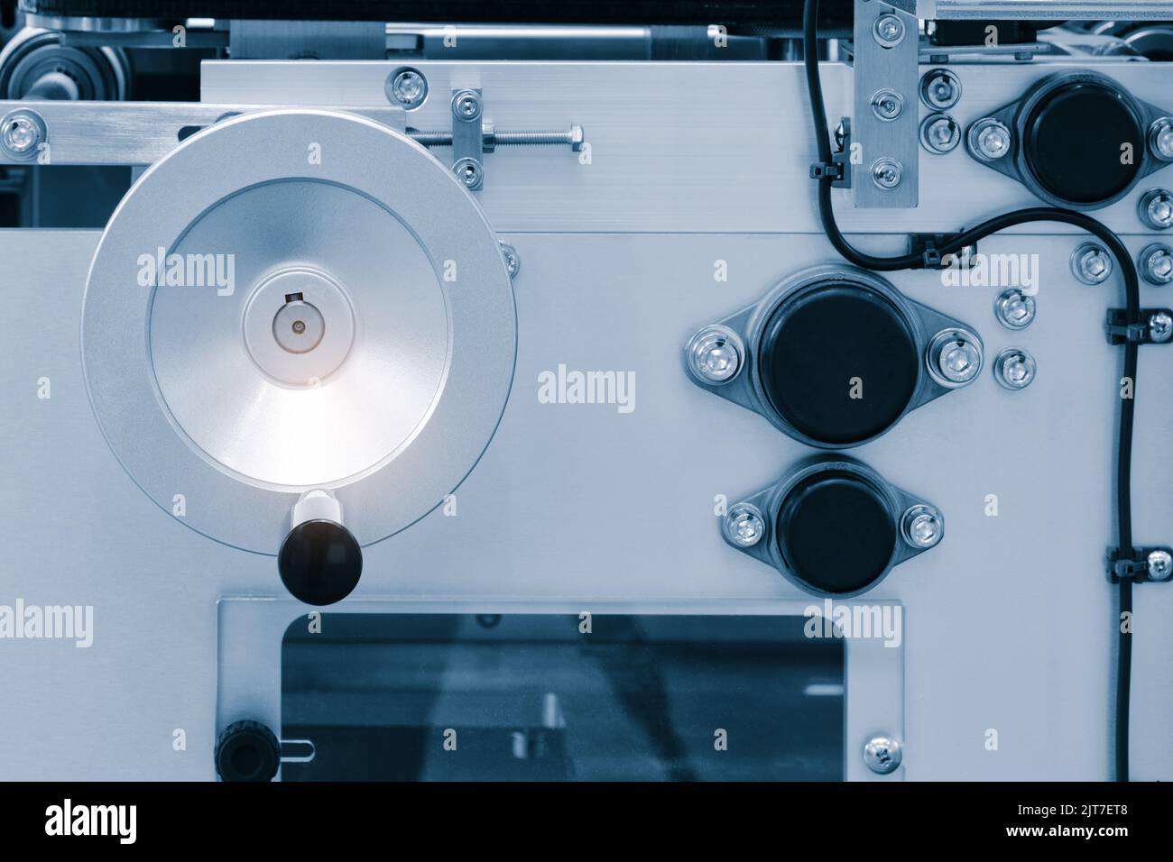 Manufacturing CNC professional lathe machine. Industrial concept. Close ...