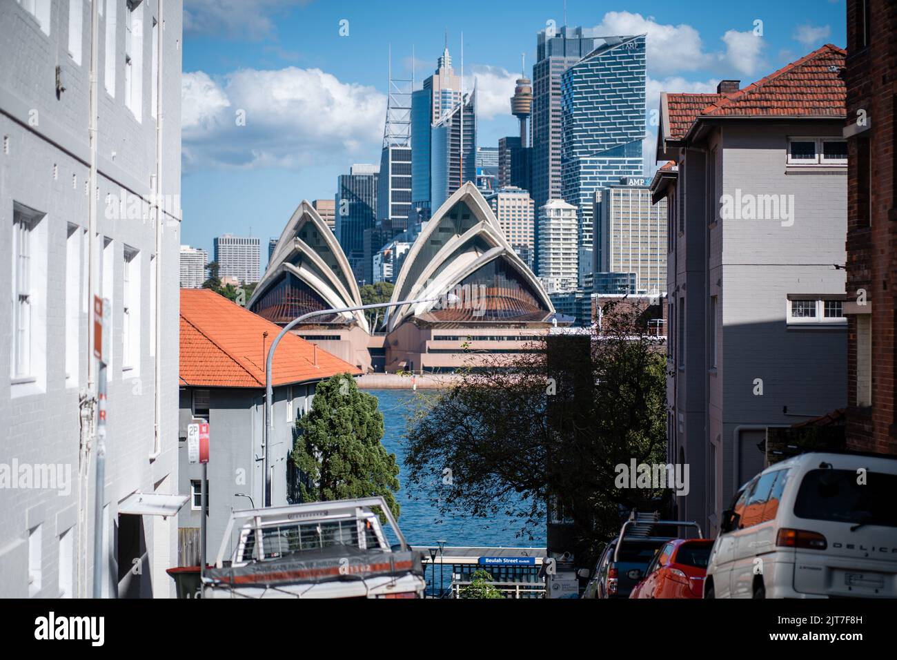 A view of the Sydney opera house from Kirribilli against skilines on a ...