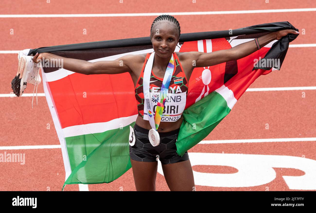Hellen Obiri of Kenya competing in the women’s 10,000m final at the ...