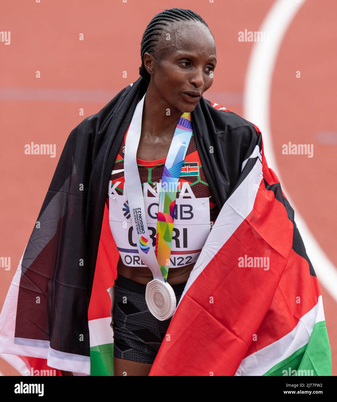 Hellen Obiri of Kenya competing in the women’s 10,000m final at the ...
