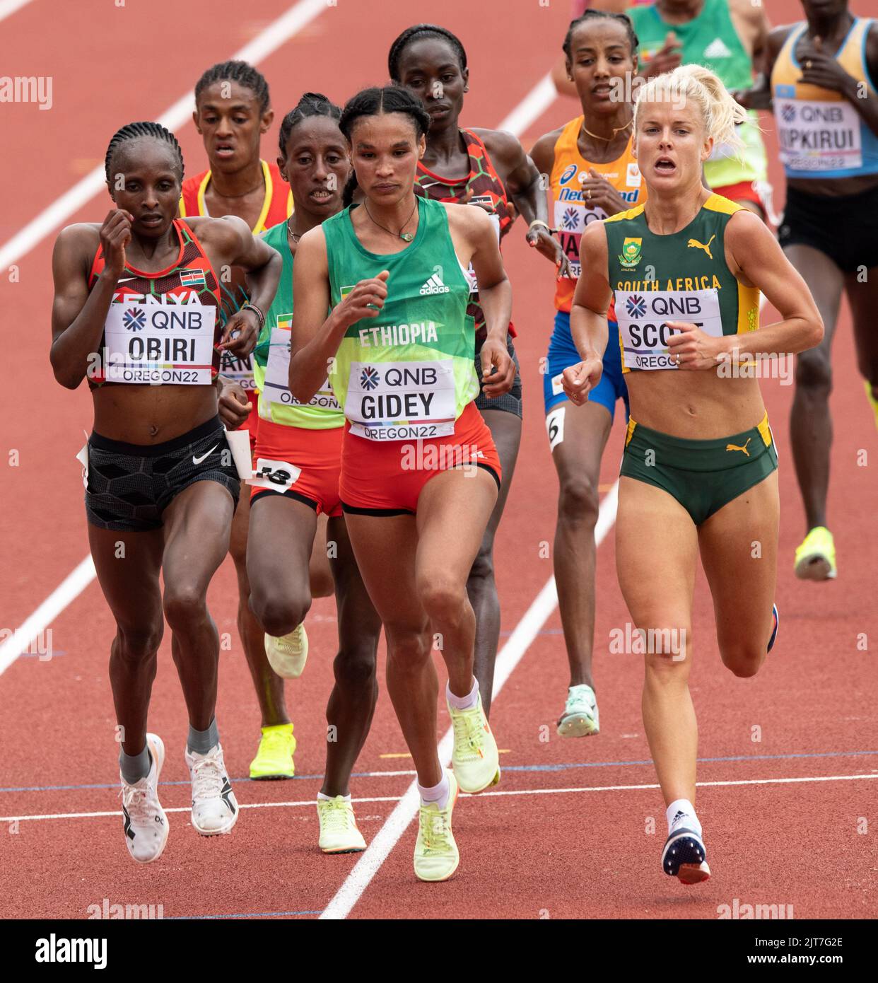 Hellen Obiri, Letesenbet Gigey and Dominique Scott competing in the ...