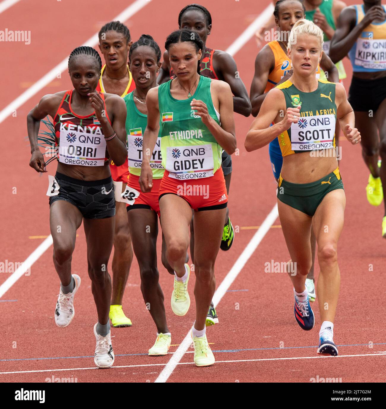 Hellen Obiri, Letesenbet Gigey and Dominique Scott competing in the ...