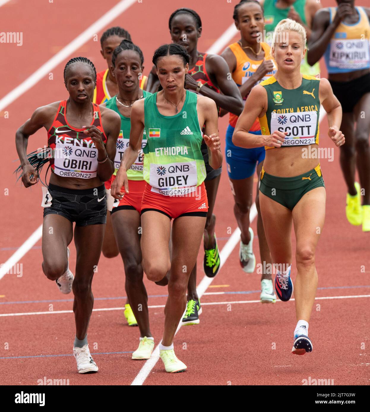 Hellen Obiri, Letesenbet Gigey and Dominique Scott competing in the ...