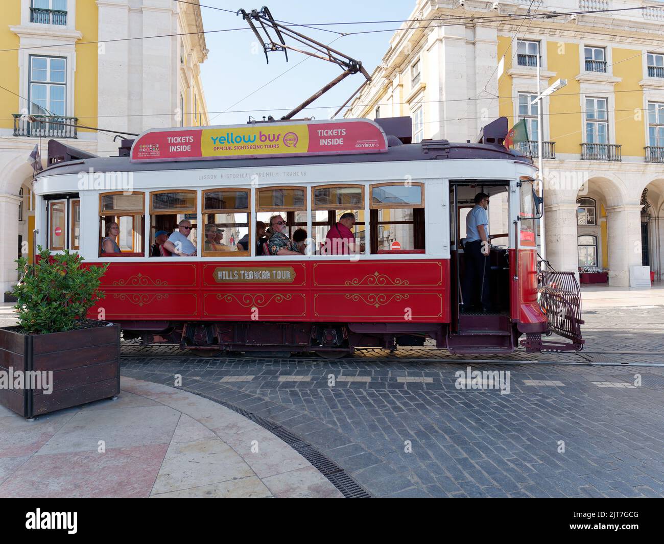 Trams aka Streetcar aka Trolleys in Praça do Comércio (Commerce Square ...