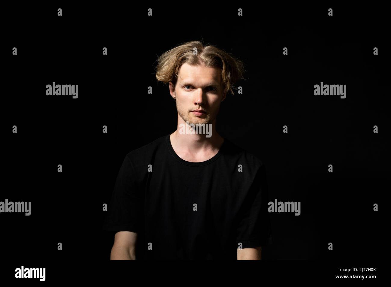 Portrait of calm serious mature young man without emotions. Beautiful ...