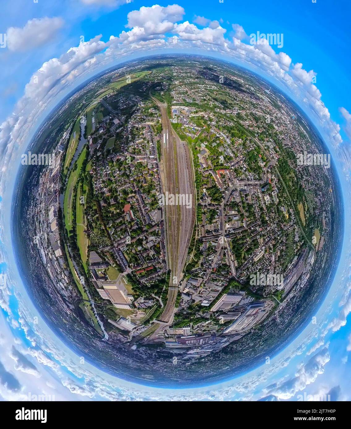 Aerial view, tracks and station Mülheim Styrum S, district Styrum ...