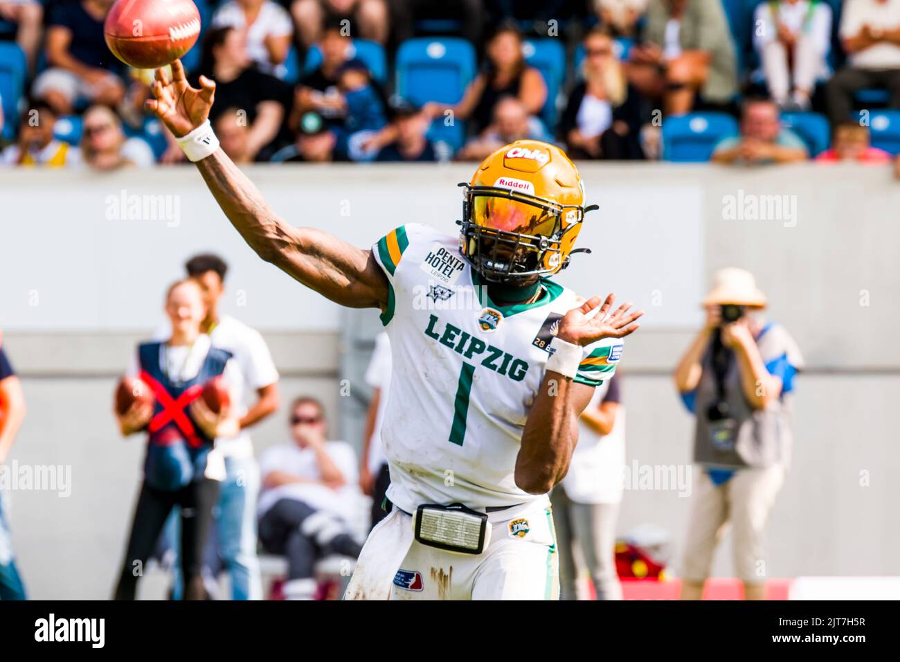 Stuttgart, Germany. 28th Aug, 2022. QB # 1 Gabriel Cunningham / Leipzig ...