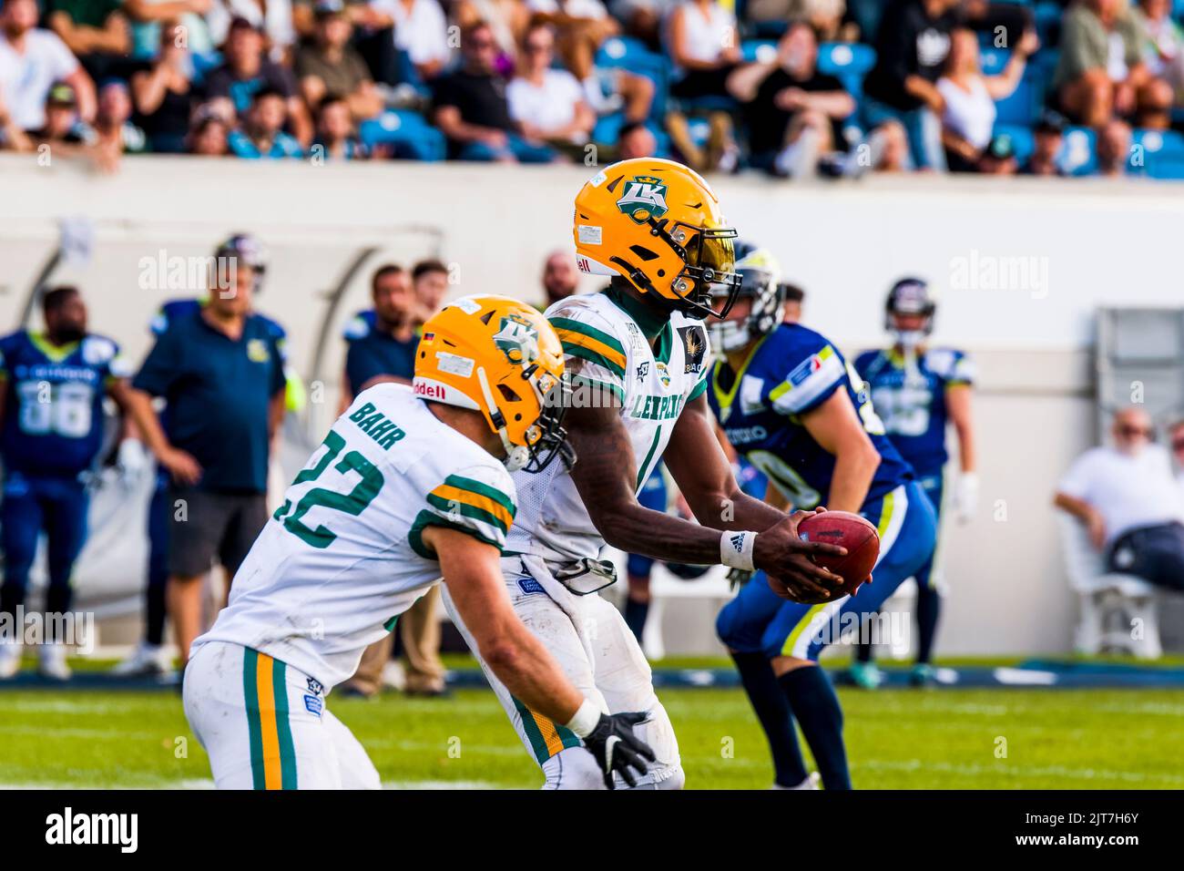 Stuttgart, Germany. 28th Aug, 2022. QB # 1 Gabriel Cunningham / Leipzig ...