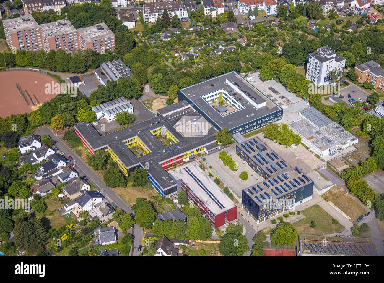Aerial view, Städt. Gymnasium Broich, Städt. Realschule Broich, Broich ...