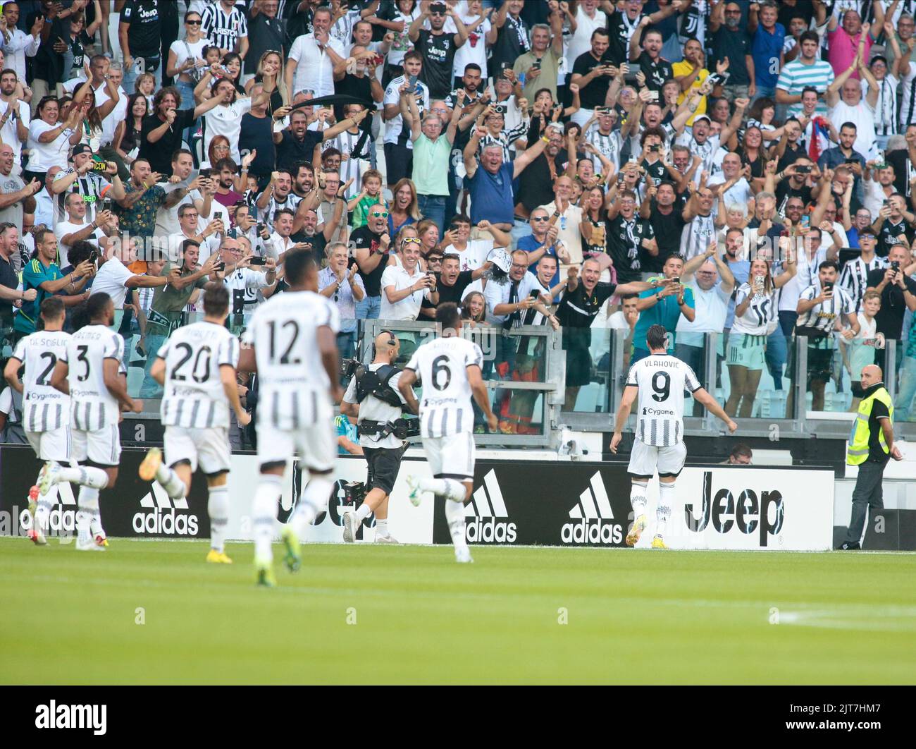Dusan Vlahovic Of Juventus Fc Celebrating After Scoring A Goal During