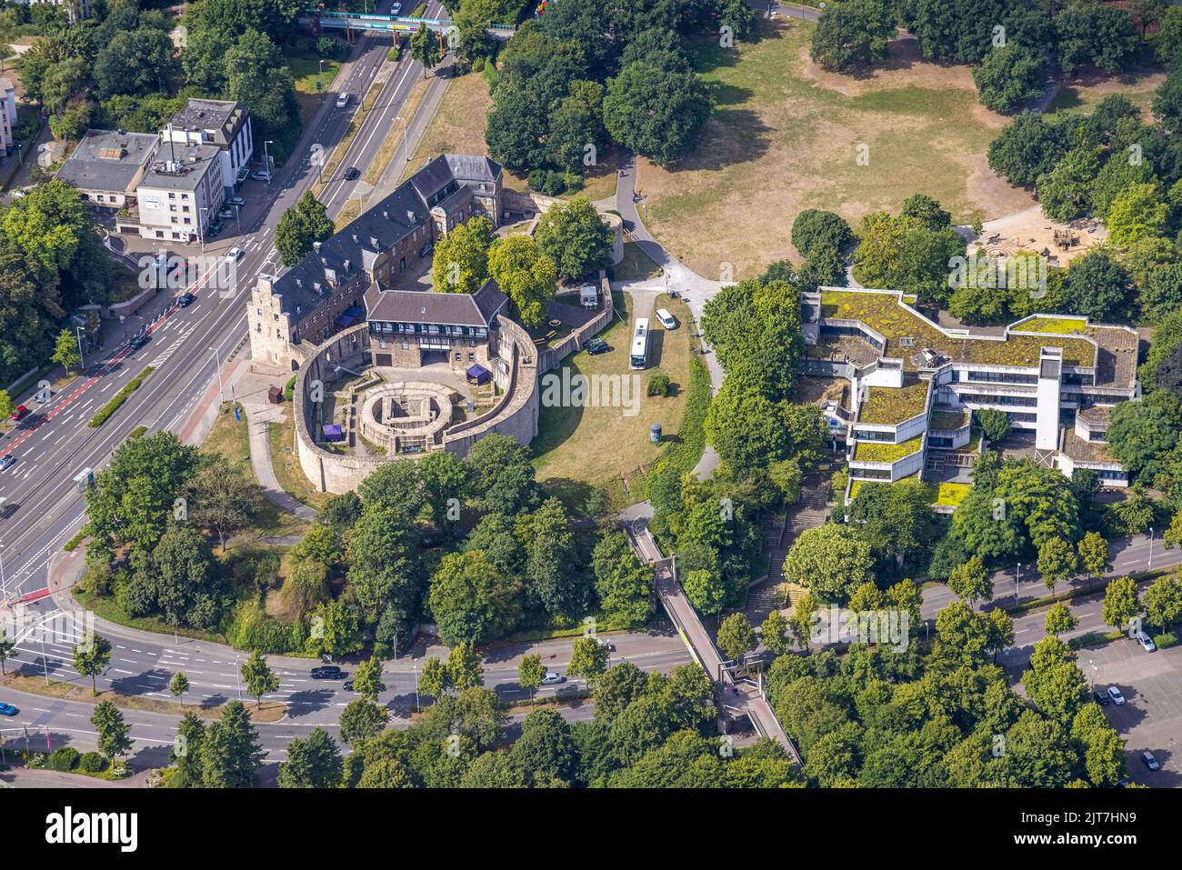 Aerial view, Broich Castle, Broich - East, Mülheim an der Ruhr, Ruhr ...
