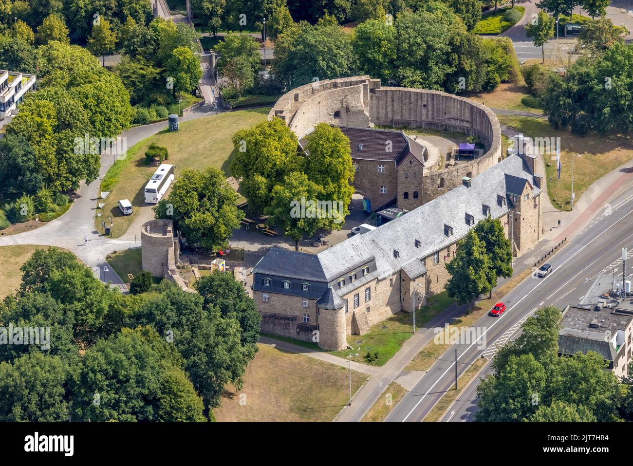 Aerial view, Broich Castle, Broich - East, Mülheim an der Ruhr, Ruhr ...