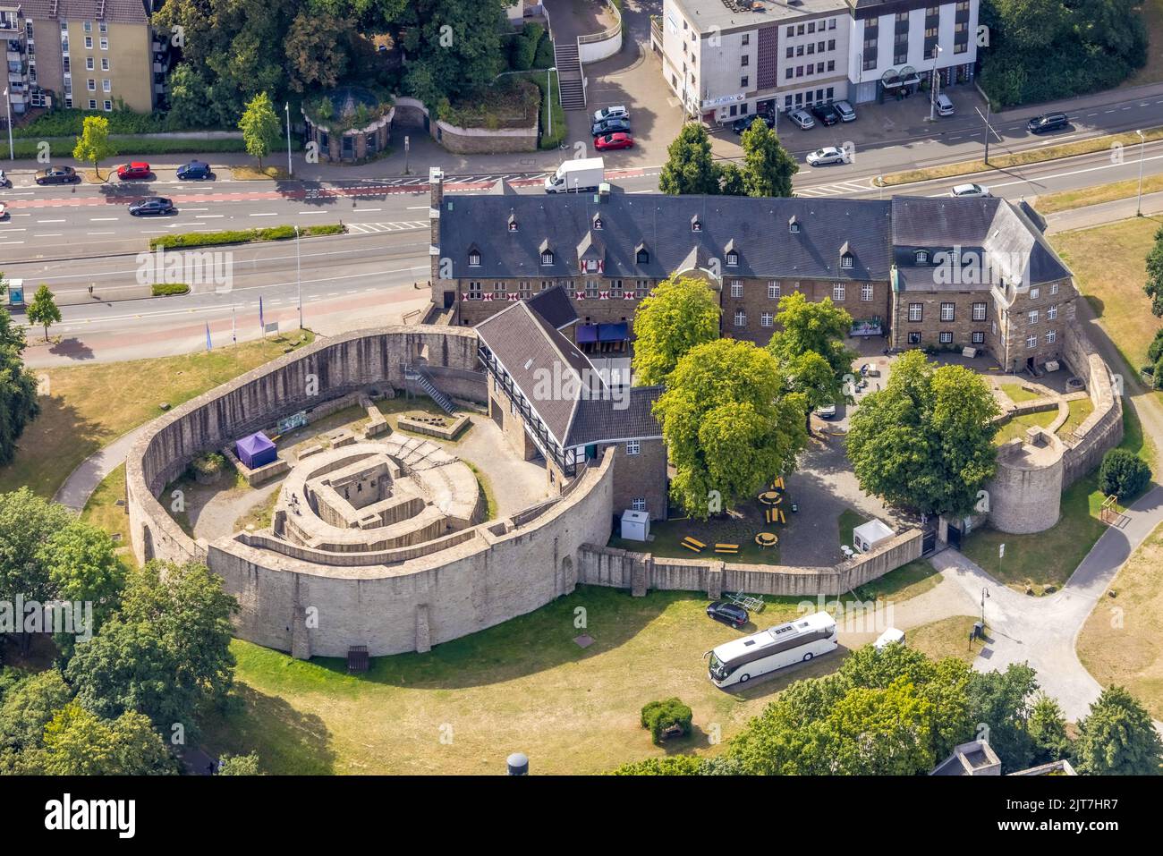 Aerial view, Broich Castle, Broich - East, Mülheim an der Ruhr, Ruhr ...