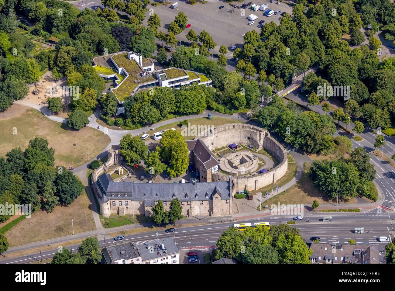 Aerial view, Broich Castle, Broich - East, Mülheim an der Ruhr, Ruhr ...