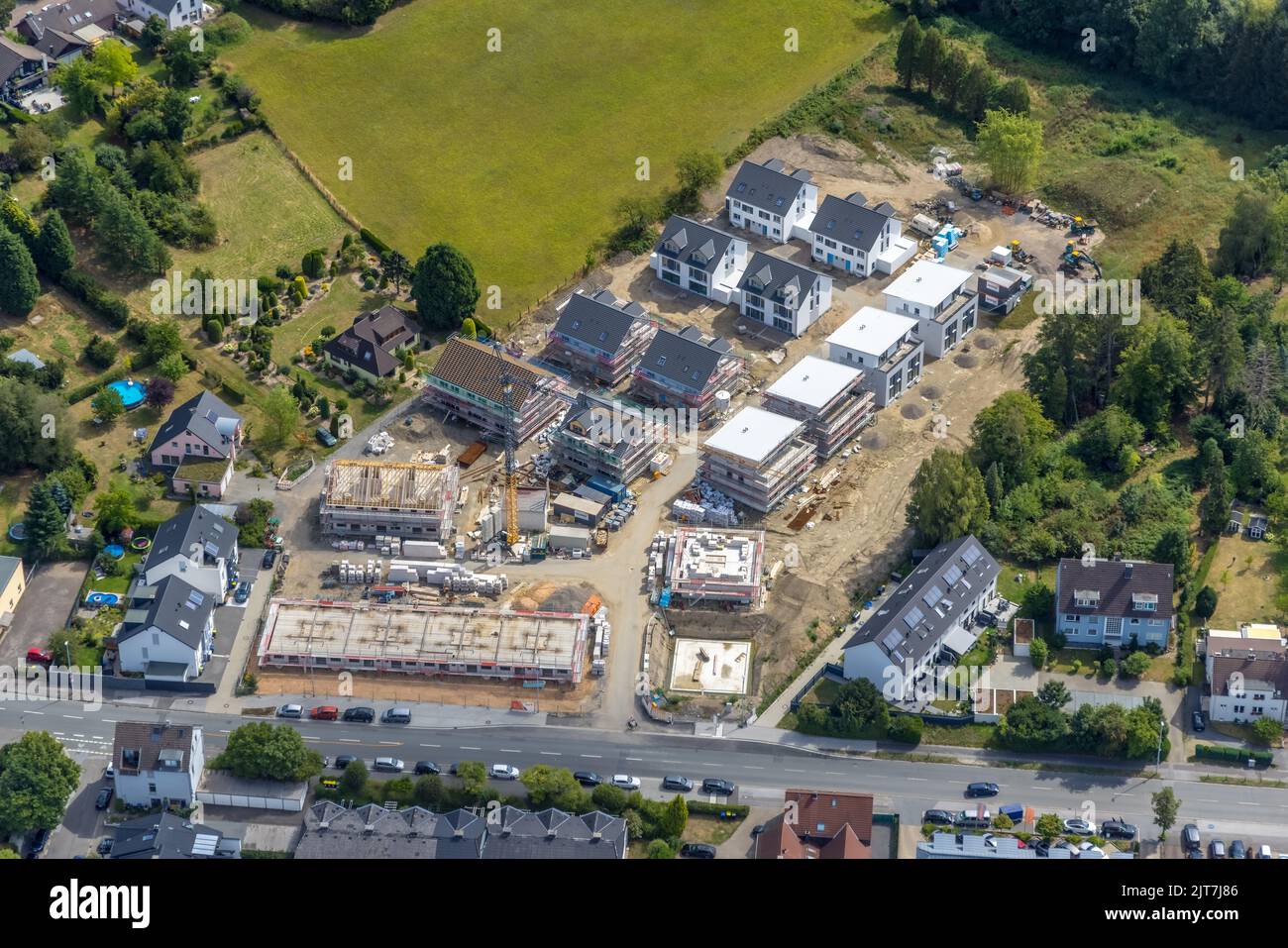 Aerial view, construction site old Rumbaum area with new building ...